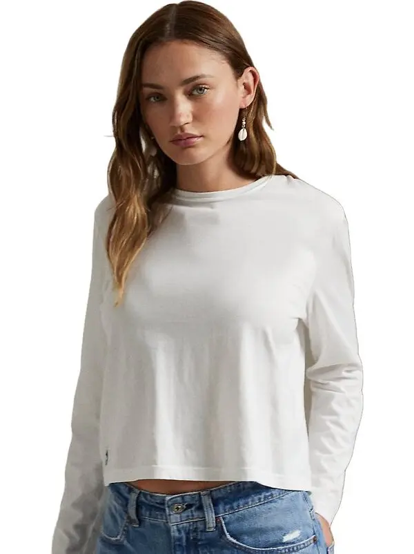 Ralph Lauren Shrunken Fit Jersey Long-sleeve Tee - White