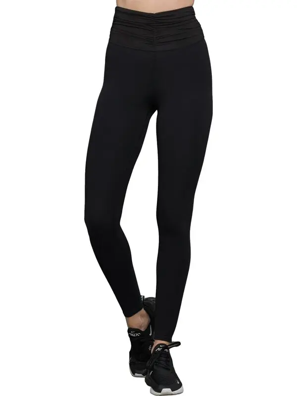 Carbon38 Ruched Mesh Legging In Melt - Black