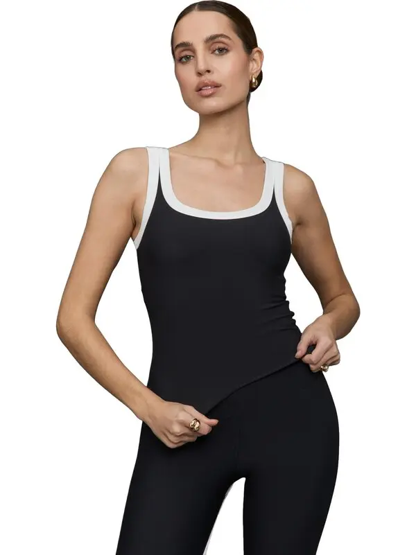 Carbon38 Colorblock Scoop Tank - Black/cloud Dancer