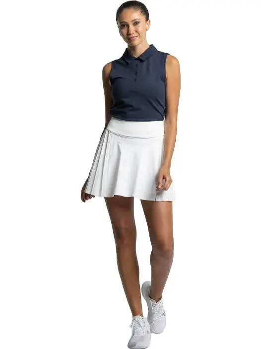 AVI Pleated Pickleball Skirt With Built-in Liner - White Lotus