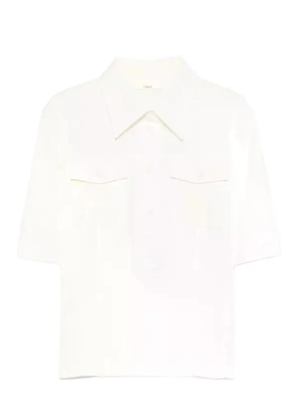Chloé Logo-embroidered Polo Top - Neutrals