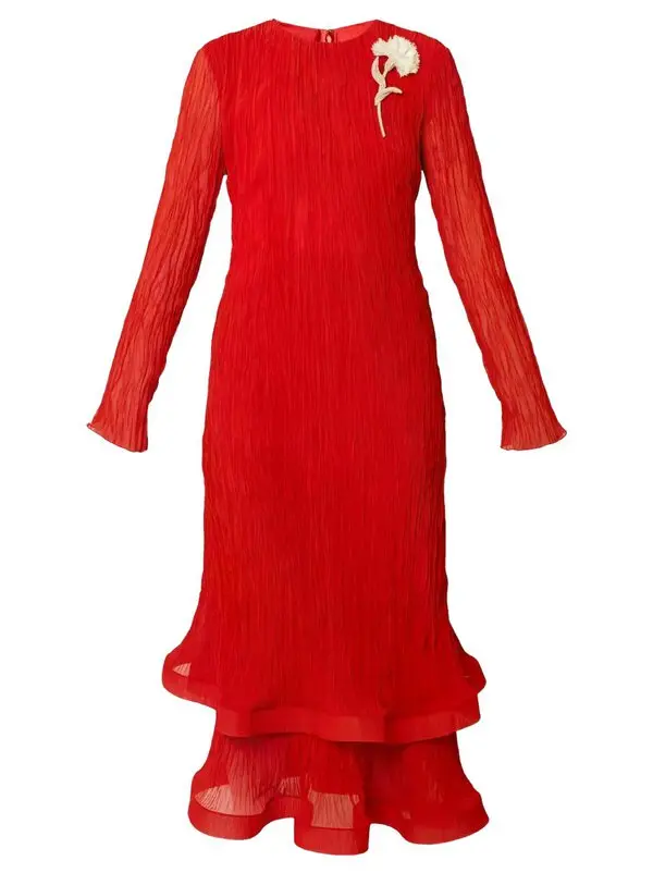 Erdem Long-sleeve Midi Dress - Red