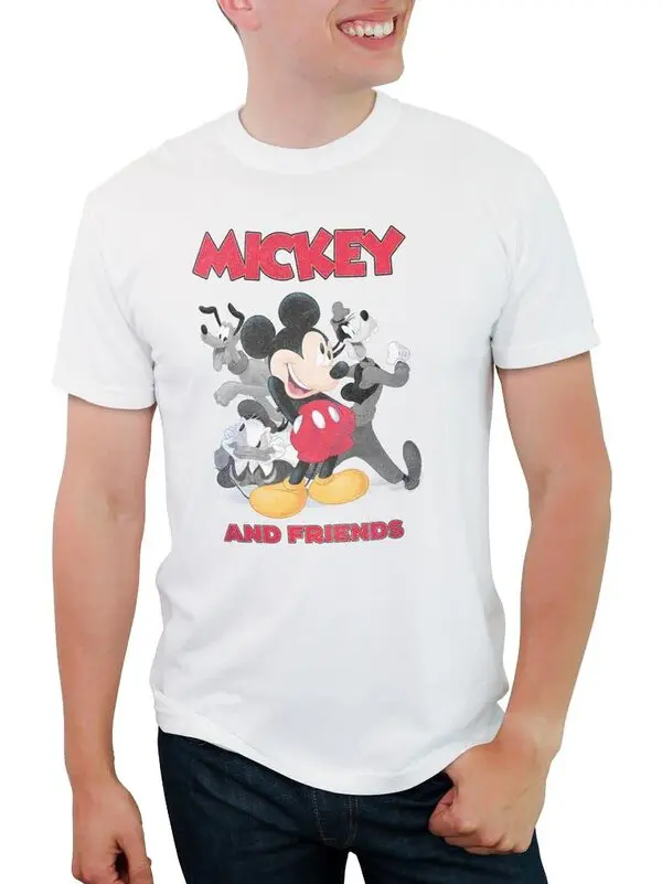 MICKEY & FRIENDS Distressed Friends Poster Graphic T-shirt - White