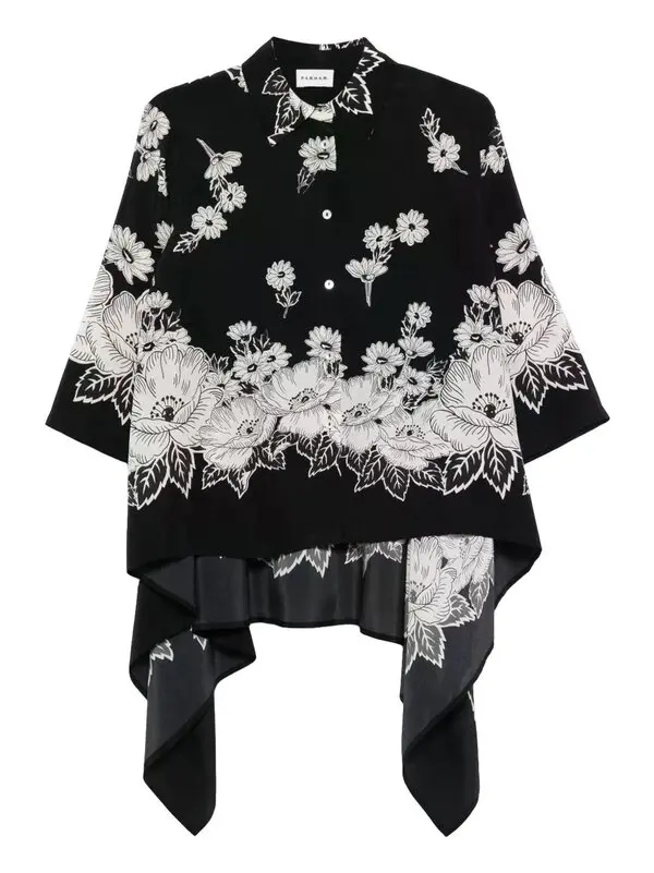 P.a.r.o.s.h Steven Floral Print Shirt - Black