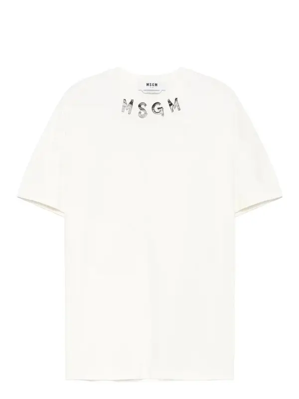 MSGM Logo-print T-shirt - Neutrals