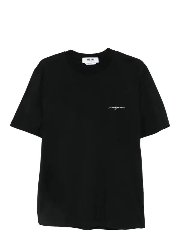 MSGM Logo-embroidered T-shirt - Black
