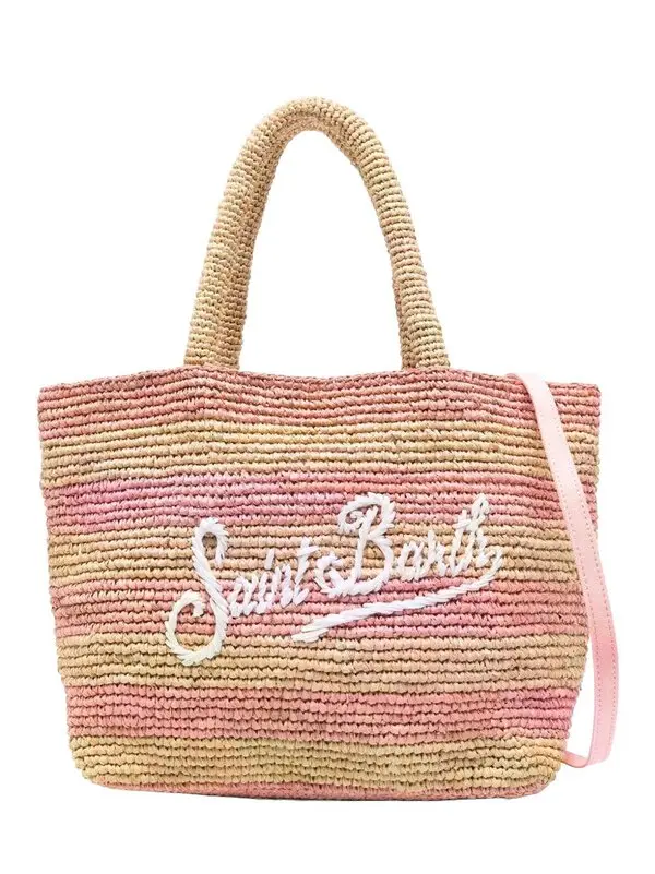 MC2 SAINT BARTH Woven Logo Beach Bag - Neutrals