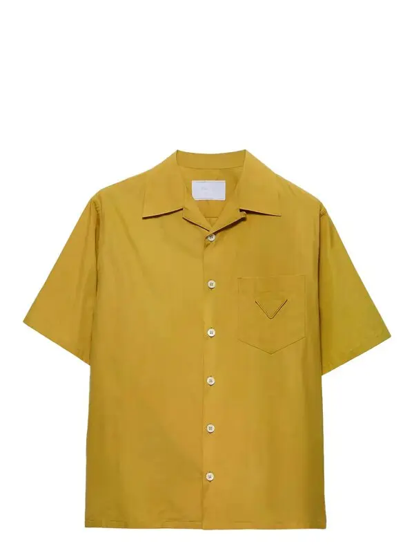 Prada Logo-patch Bowling Shirt - Yellow