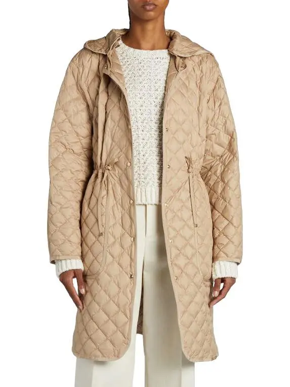 Moncler Etelan Long Down Parka - Beige