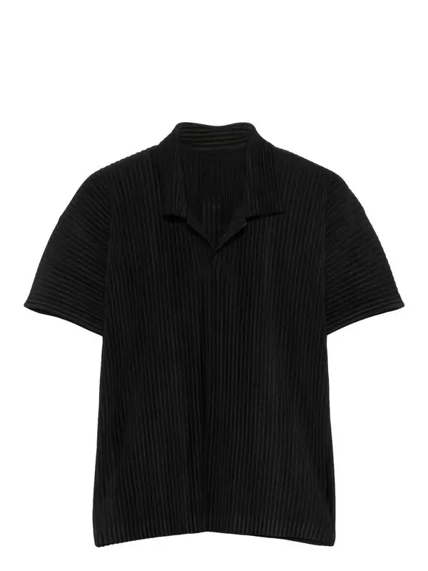 Issey Miyake Pleated Polo Shirt - Black