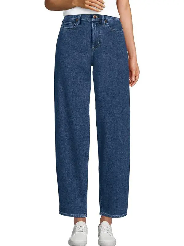 LANDS' END High Rise Barrel Leg Ankle Jeans - Crawford Wash