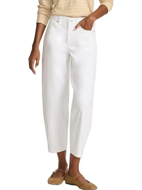 LANDS' END High Rise Barrel Leg Ankle Jeans - White
