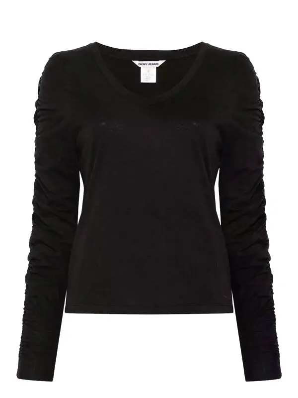 Dkny Ruched-detail T-shirt - Black