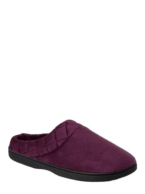 DEARFOAMS Darcy Quilted Cuff Velour Clog Slipper - Aubergine