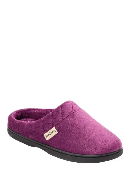 DEARFOAMS Darcy Quilted Cuff Velour Clog Slipper - Aubergine