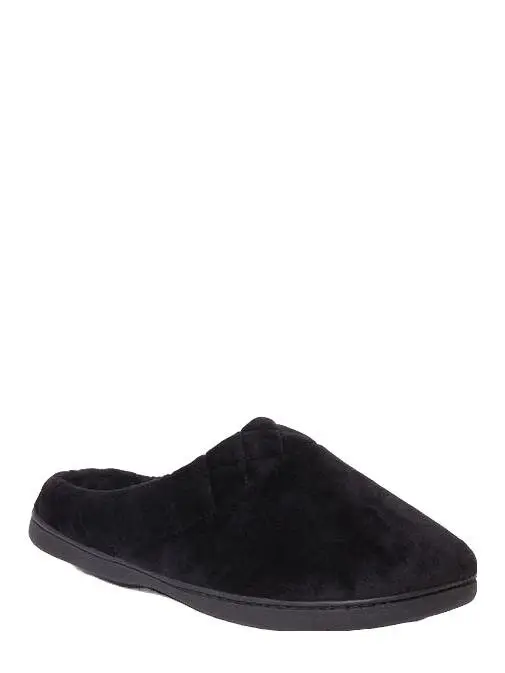 DEARFOAMS Darcy Quilted Cuff Velour Clog Slipper - Black