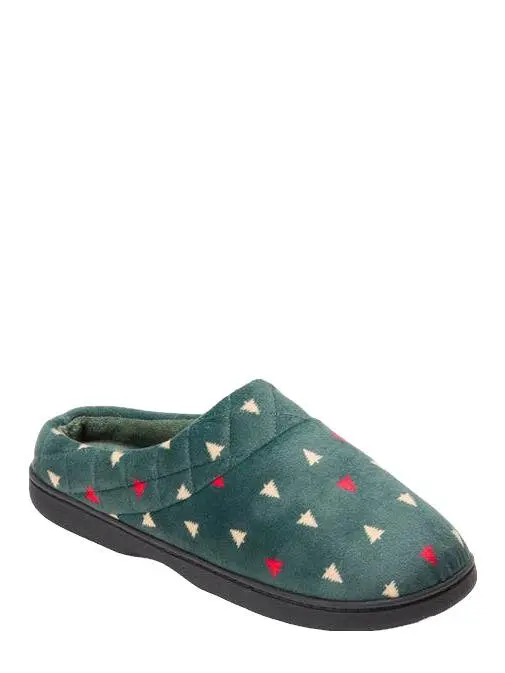 DEARFOAMS Darcy Quilted Cuff Velour Clog Slipper - Forest