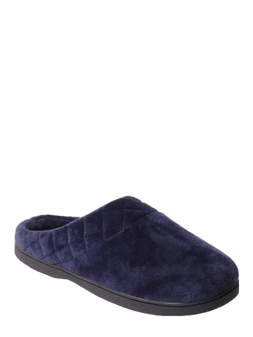 DEARFOAMS Darcy Quilted Cuff Velour Clog Slipper - Peacoat