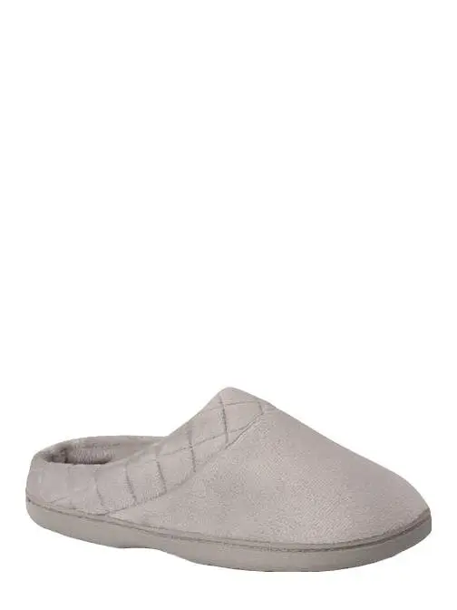 DEARFOAMS Darcy Quilted Cuff Velour Clog Slipper - Sleet