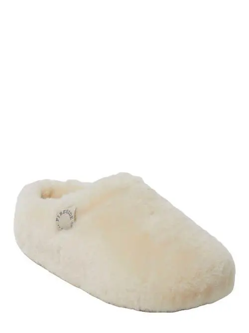 DEARFOAMS Fireside Maryboro Shearling Platform Clog Slipper - Natural