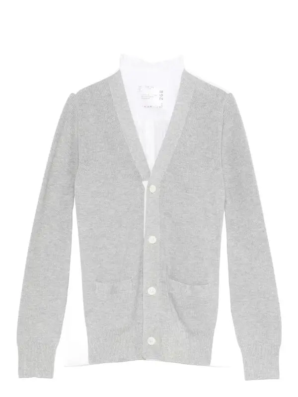 Sacai Pleat-detailed Cardigan - Grey