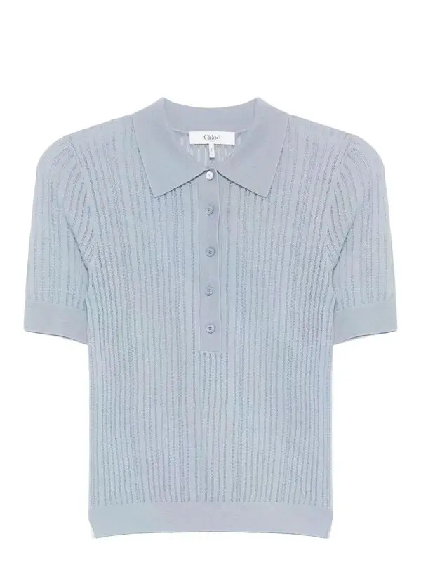 Chloé Ribbed Polo Shirt - Blue