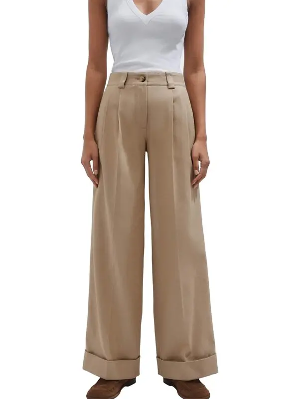 ME+EM Pleated Straight-leg Trainer-grazer Trouser - Desert Taupe