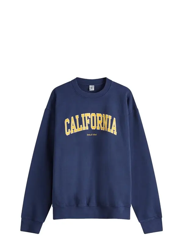 SPORTY & RICH California Crewneck - Navy Gold/white