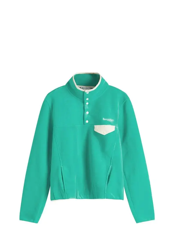 SPORTY & RICH Serif Logo Polar Sweatshirt - Spring Green Cream