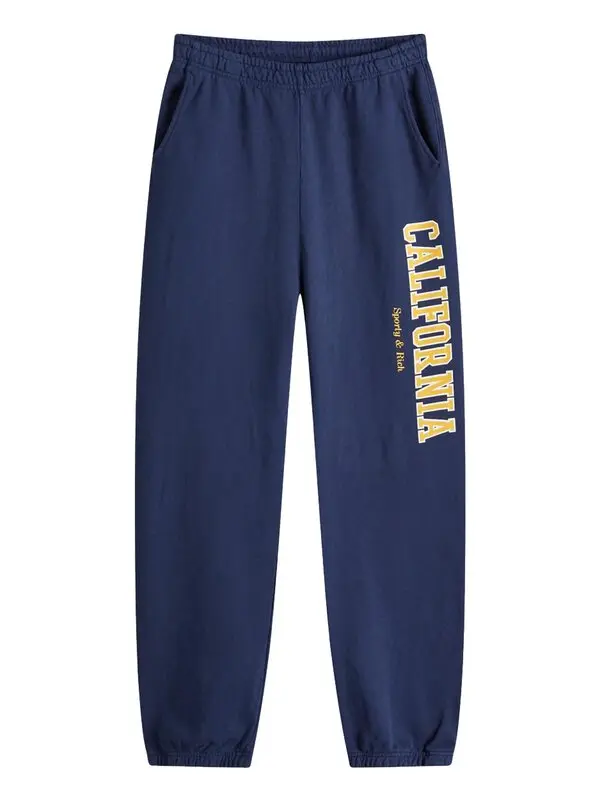 SPORTY & RICH California Sweatpants - Navy Gold/white