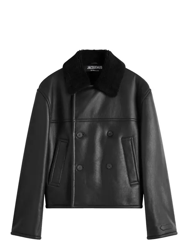 Jacquemus Short Shearling Jacket - Black