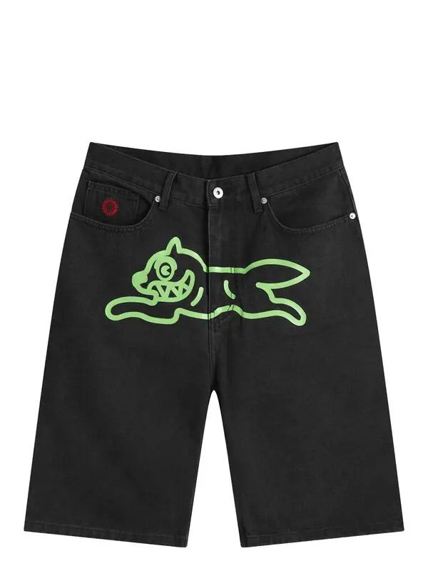 ICECREAM Running Dog Denim Shorts - Black Denim