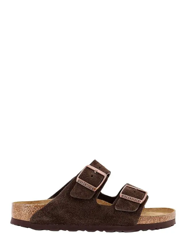 BIRKENSTOCK Arizona Suede Sandals With Metal Buckles - Brown