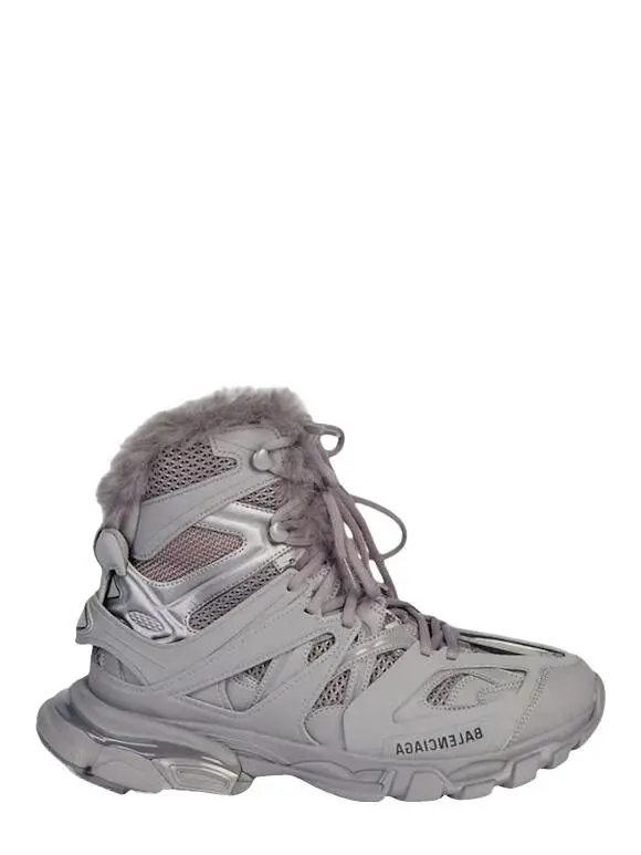 Balenciaga Track Hike Faux Fur Boots - Grey