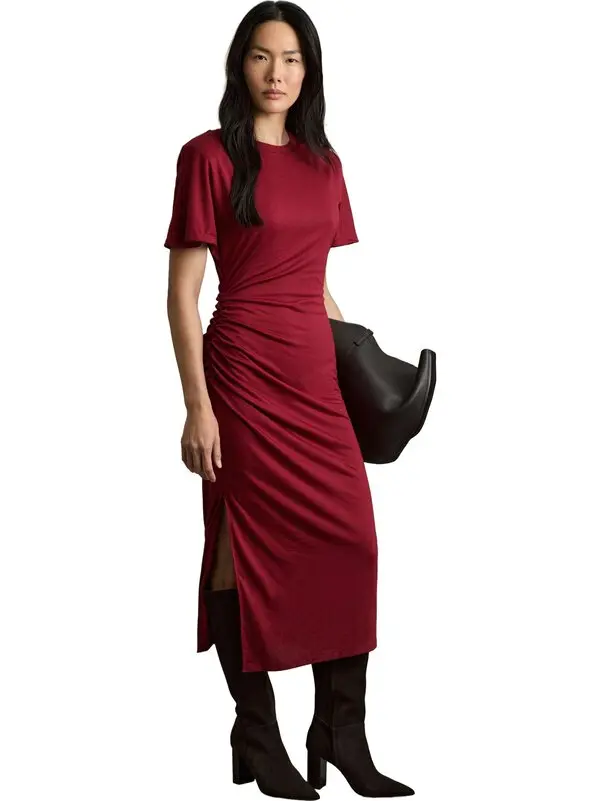 REISS Tulia Modal-blend Midi Dress - Red
