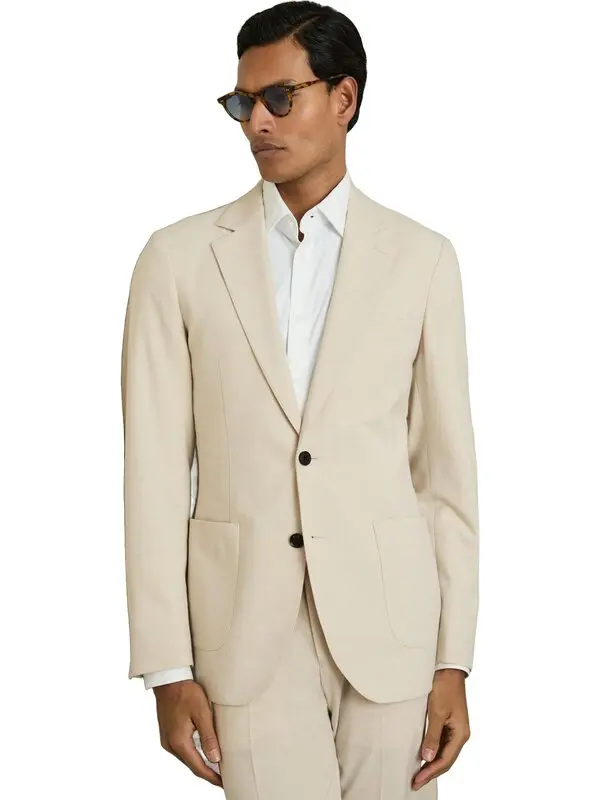 REISS Found Blazer Single-breasted Stretch Suit Blazer Slim-fit - Stone