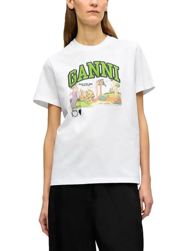 GANNI Logo Graphic Tee - Bright White