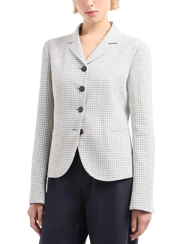 Emporio Armani Houndstooth Jacquard Blazer - White/grey