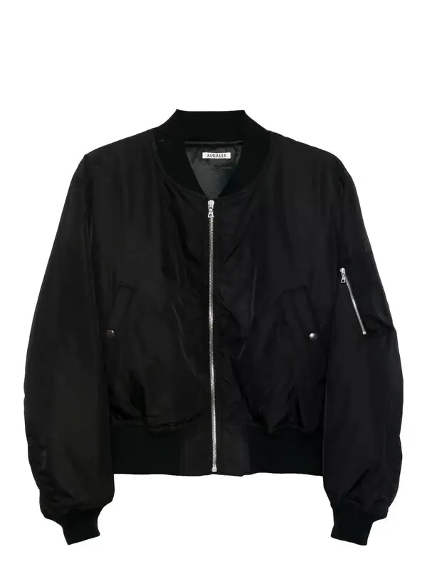 Auralee Silk Twill Bomber Jacket - Black