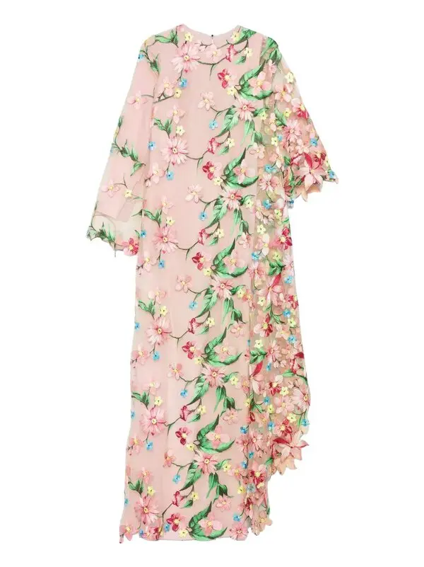 JEAN-LOUIS SABAJI Floral-embroidered Abaya - Pink