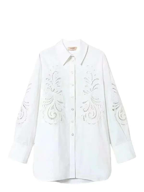 TWINSET Embroidered Poplin Shirt - White