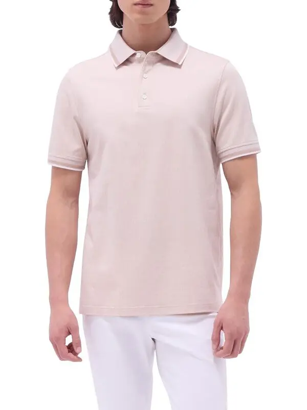 Bugatchi Speckled Bird's Eye Cotton Polo - Sand