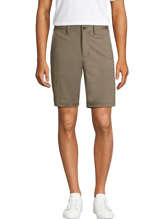 LANDS' END Traditional Fit 9" Flex Performance Golf Shorts - Khaki