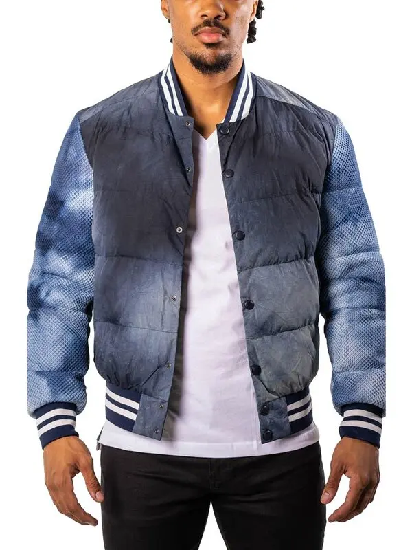 MACEOO Ocean Sky Quilted Bomber Jacket - Blue