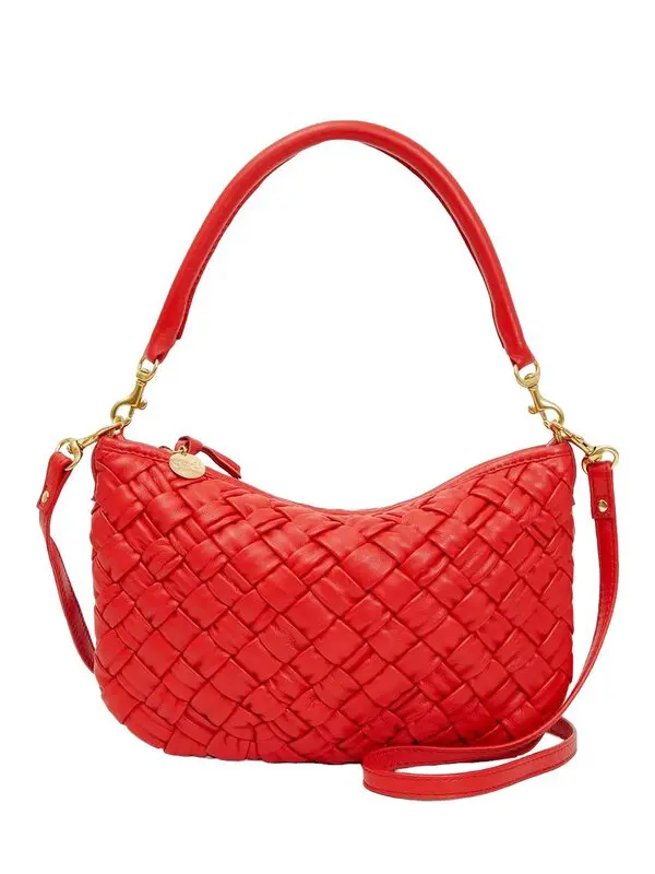 Clare V. Petit Moyen Woven Leather Messenger Bag - Rossa