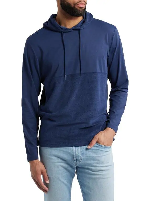 Johnnie-o Haggard Mixed Media Pullover Hoodie - Navy