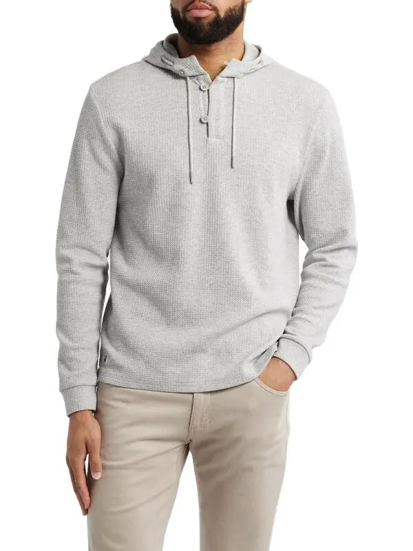 Johnnie-o Kester Henley Hoodie - Light Gray