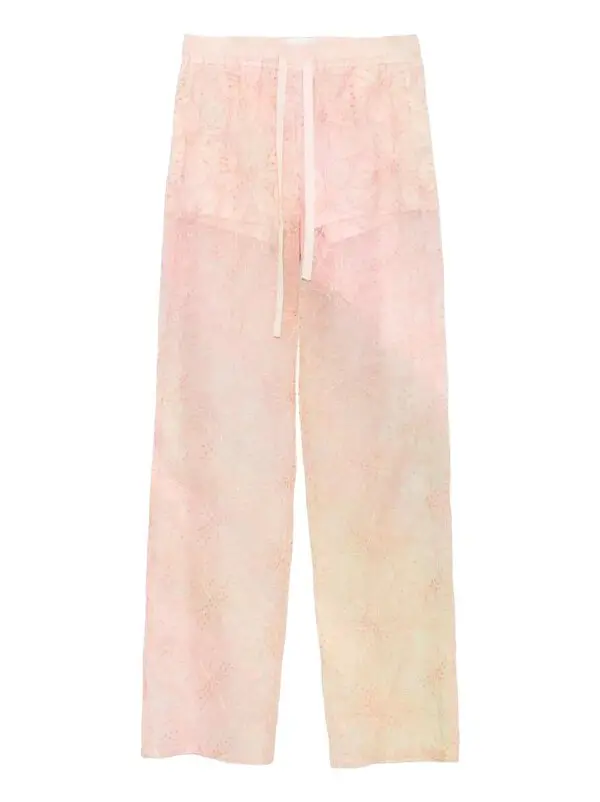 GENNY Floral-embroidered Organza Trousers - Pink