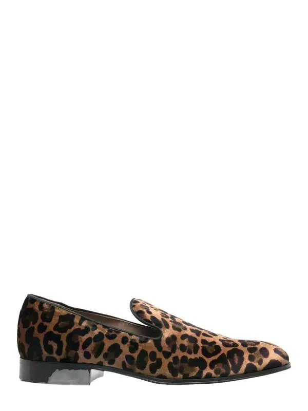 GIANVITO ROSSI Jean Leopard Loafers - Neutrals