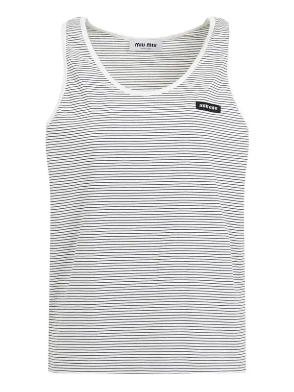 Miu Miu Striped Tank Top - Bianco+cacao